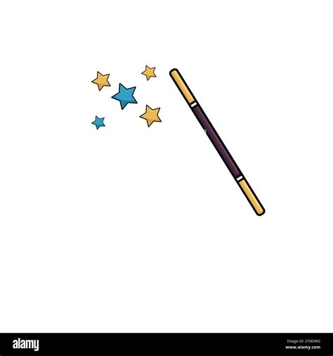 Magic Hat And Wizard Wand With Blinking Stars Magical Spell