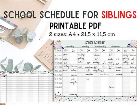 Sibling Schedule Printable