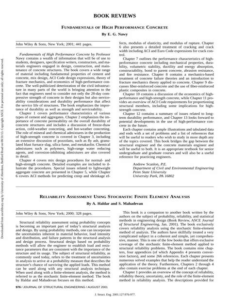pdf reliability assessment using stochastic finite element analysis