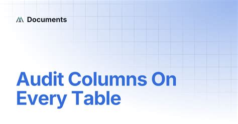 Audit Columns On Every Table Documents