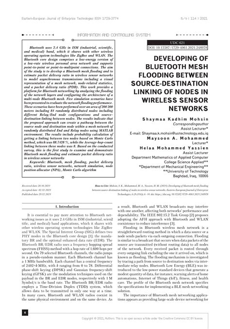 Pdf Developing Of Bluetooth Mesh Flooding Between Source Destination Linking Of Nodes In