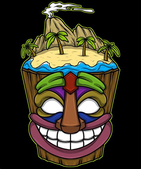 Tiki Head Tiki Hawaiian Hawaii Luau Digital Art By Colorfulsnow Pixels