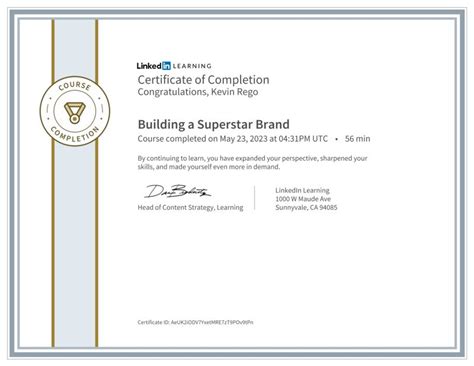 Kevin Rego On Linkedin Certificate Of Completion