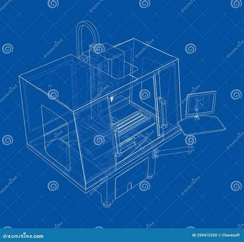 Metalworking Cnc Milling Machine Vector Stock Vector Illustration Of Metalwork Industry