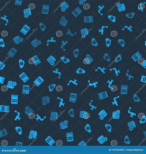Set Setting Database Server Water Tap Cloud And Ssd Card On Seamless