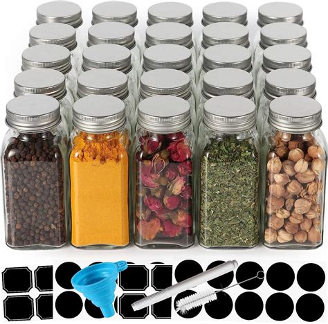 6 Oz Glass Spice Jars Bottles25 Pack Empty Spice Jars With Shaker Lids