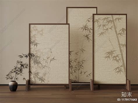 新中式屏风su模型下载【id1179171643】知末su模型网