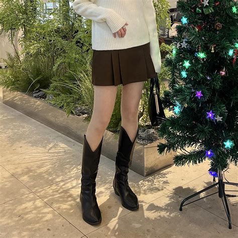 펄리쉬 울스커트 플리츠 모직주름스커트 겨울치마 A라인 Skirt