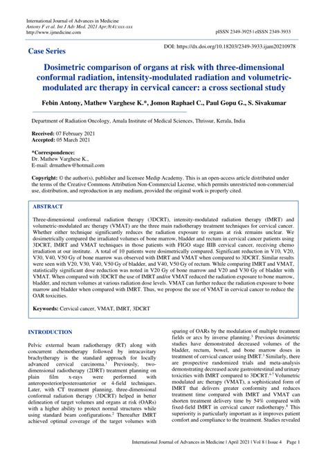 Pdf Dosimetric Comparison Of Organs At Risk With Three Dimensional Conformal Radiation