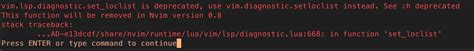 Vim Lsp Diagnostic Set Loclist Is Deprecated Issue Lunarvim