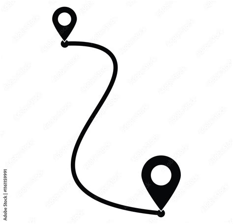 Route Icon Between Two Points Dot Line Path Route Travel Banner