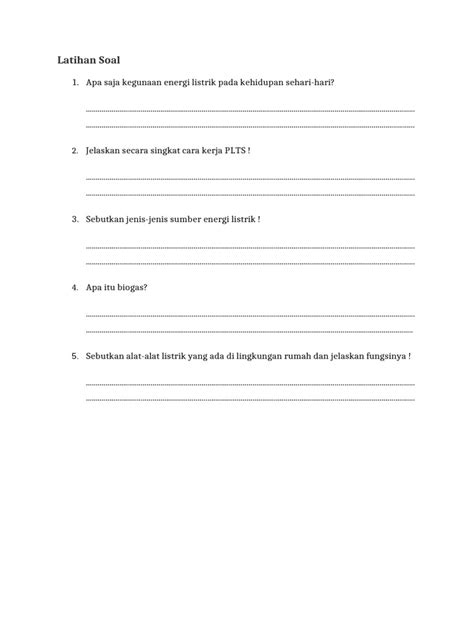 Latihan Soal Energi Listrik 1 Pdf