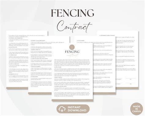 Fencing Contract Fencing Gates Servicing Agreement Editable Fence Installation Contract