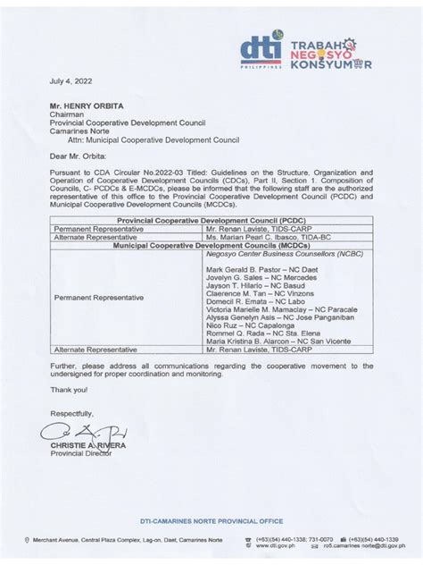 pcdc and mcdc letter for authorized rep pdf