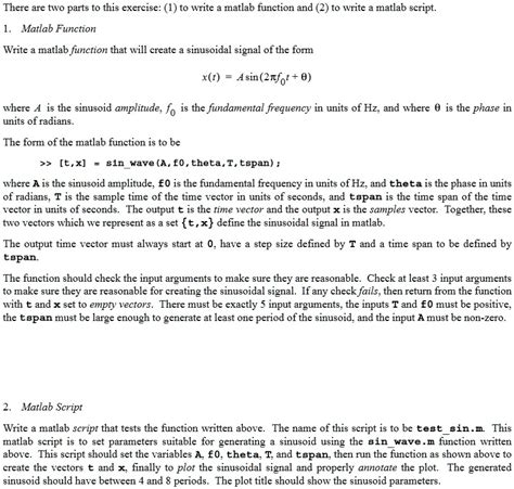 Solved There Are Two Parts To This Exercise 1 To Write A Matlab