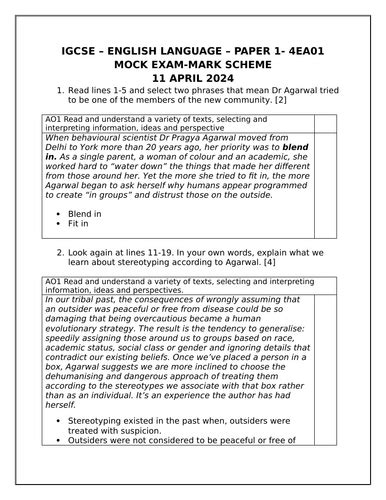 Igcse English Language Paper 1 Teaching Resources