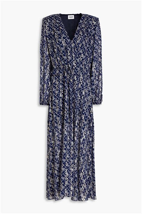 Claudie Pierlot 랩 스타일 플로럴 프린트 메탈릭 필 쿠페 맥시 드레스 최대 70 세일 The Outnet