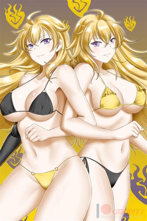 Rule 34 2girls Ahoge Big Breasts Bikini Blonde Hair Kimmy77 Purple