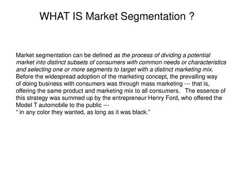 Market Segmentation Consumer Behaviour Lecture Slides Docsity