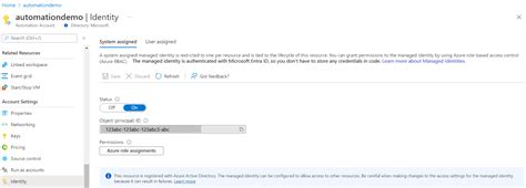 对 Azure 自动化帐户使用系统分配的托管标识 Microsoft Learn