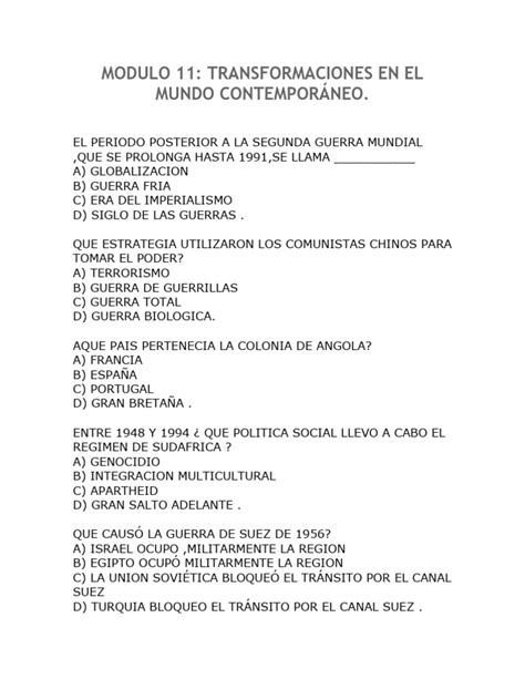 Modulo 11 Transformaciones En El Mundo Contemporáneo 3 Pdf