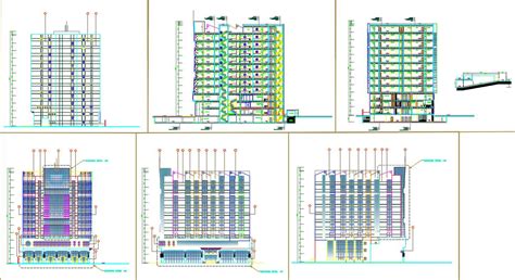 Different Side Elevations Design Of Apartment In Autocad 2d Drawing