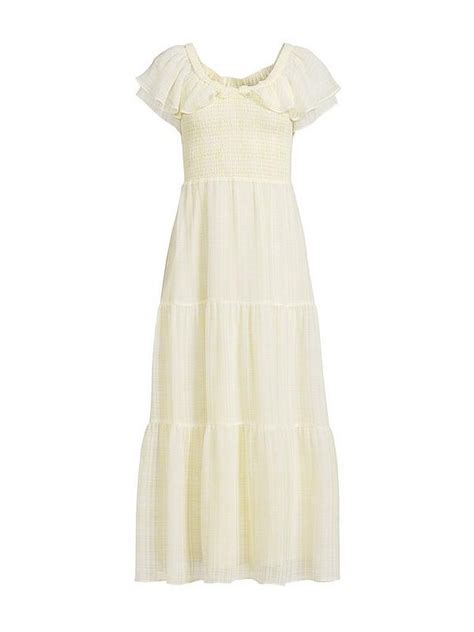 Michelle Keegan Bardot Chiffon Check Midi Dress Lemon Very Ireland