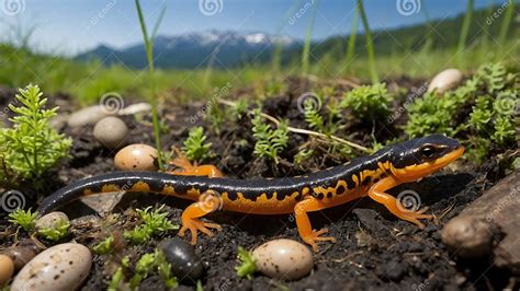 Exploring The Life Cycle Of The Black Spotted Newt Stock Illustration