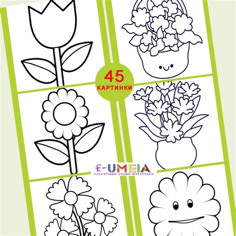 Цветя за оцветяване 45 картинки Umeia