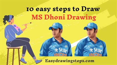 10 Easy Steps To Draw MS Dhoni Drawing Easy Drawing
