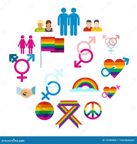 Gays Flat Icons Set Stock Vector Illustration Of Flat 131889826