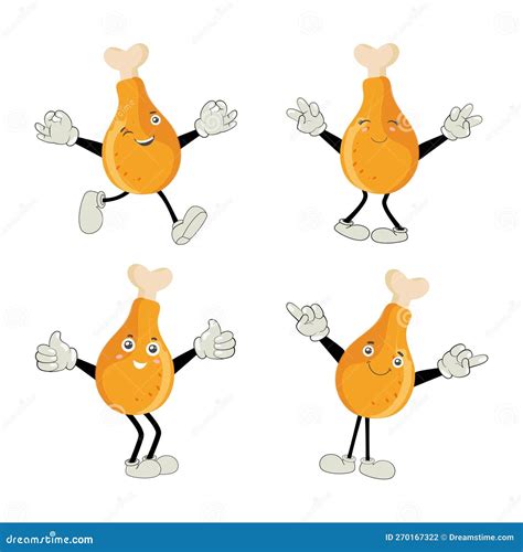 Fried Chicken Leg Cartoon Character Roast Chicken Leg Mascot Stock