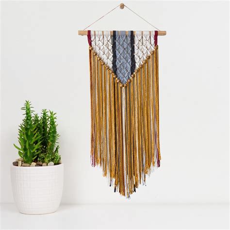 Handgemachte große Makramee Wandbehang mit Perlen Boho Dekoration Wand