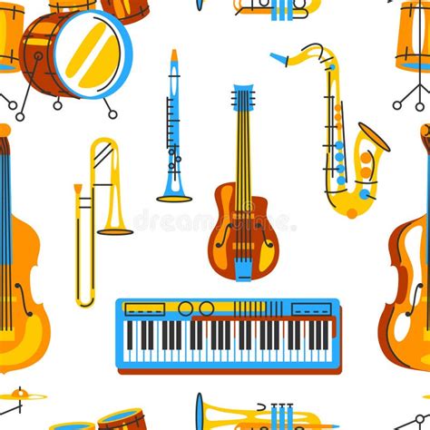 Pattern With Musical Instruments Jazz Blues And Classical Music Stock