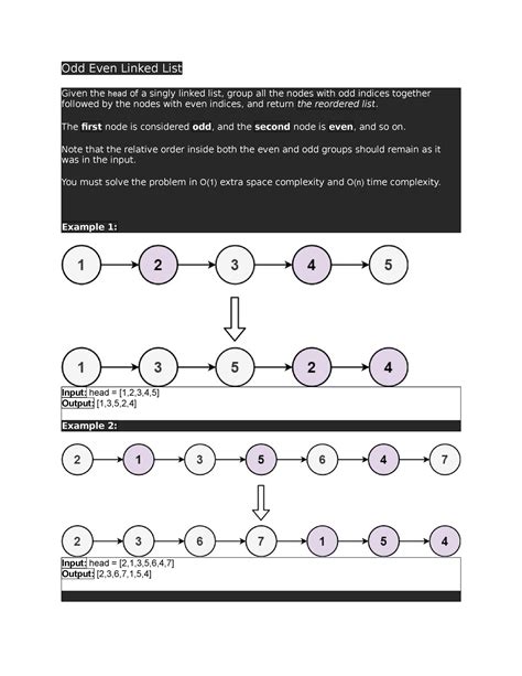 Odd Even Linked List Odd Even Linked List Given The Head Of A Singly