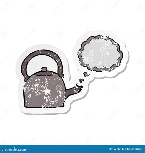 Vinheta Retro Distante De Uma Chaleira De Desenho Animado Ilustração Do