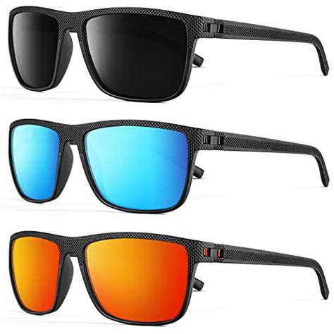 Lunettes de soleil polarisées pour homme avec monture légère et protection UV Noir Bleu