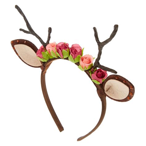 Deer Antlers And Roses Headband Claires Us