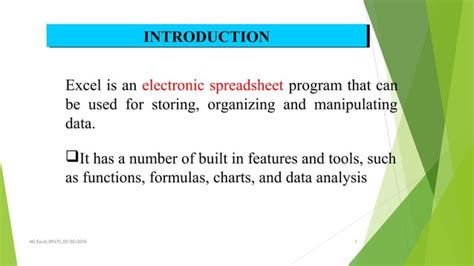 Ms Excel Basic About Data Graph And Pivot Table Ppt Computer
