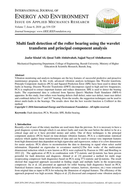 Pdf Multi Fault Detection Of The Roller Bearing Using The Wavelet