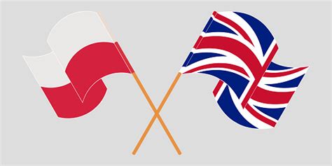 폴란드와 영국의 국기를 교차하고 흔들며 Britannia에 대한 스톡 벡터 아트 및 기타 이미지 Britannia
