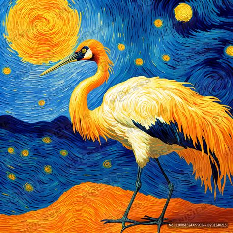 Ai创作图一只丹顶鹤 高清 爱马仕橙 昵图网