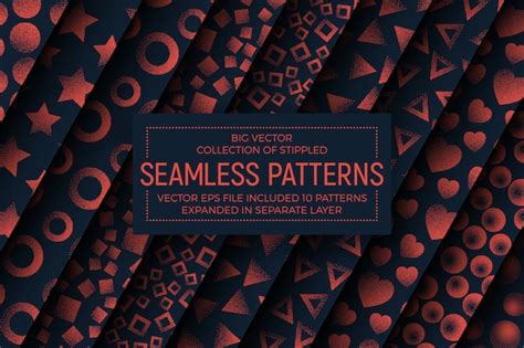 Premium Vector Stippled Abstract Seamless Patterns Set