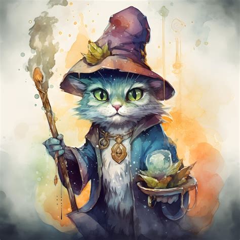 Premium Ai Image Young Wise Mystical Wizard Cat Ai Generative