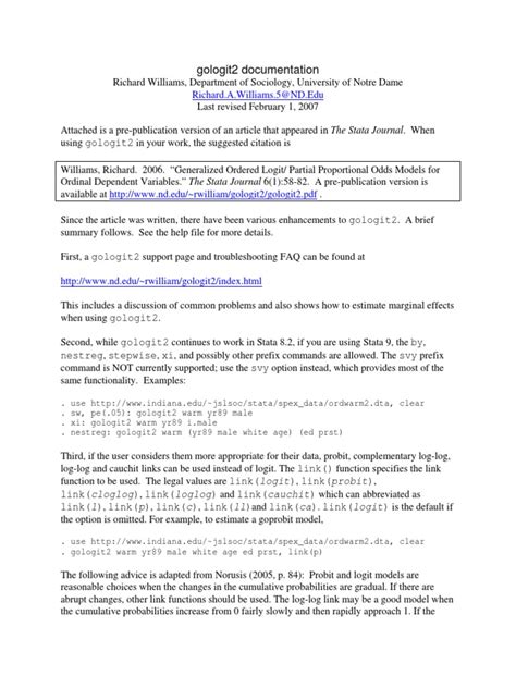 Gologit 2 Pdf Logistic Regression Regression Analysis