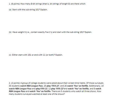 solved 1 6 points how many 8 bit strings that is bit