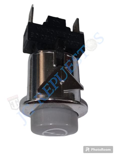 Switch Gris Tipo Timbre Cocina Plastico 2 Pines Logo En El Pulsador