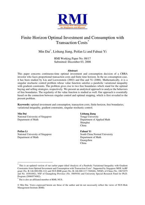 Pdf A Note On Finite Horizon Optimal Investment And Consumption With