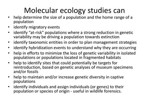 Ecological Genetics And Molecular Ecologypptx