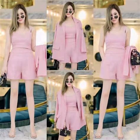 New Arrival 3in1 Blazercroptopshort Good Quality For Woman